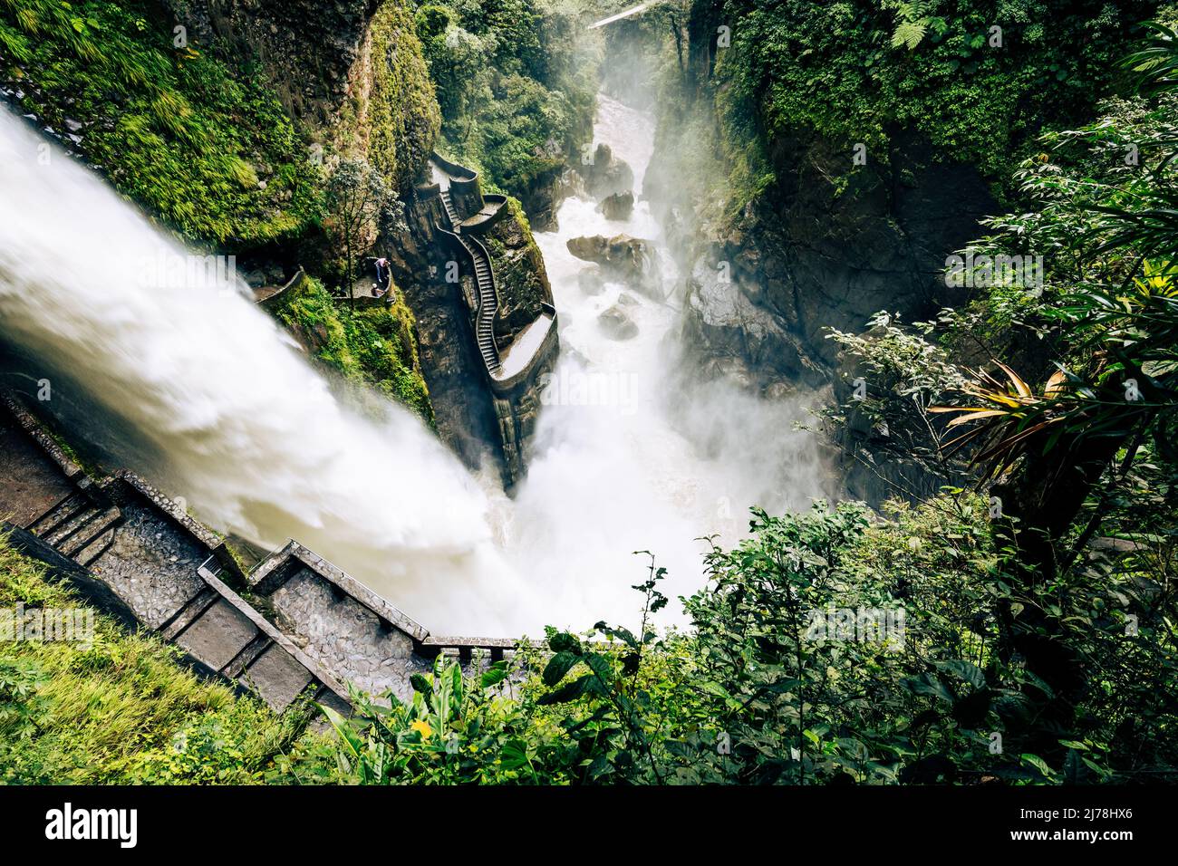 El Pailon del Diablo waterfall in Banos Santa Agua, Ecuador. South ...