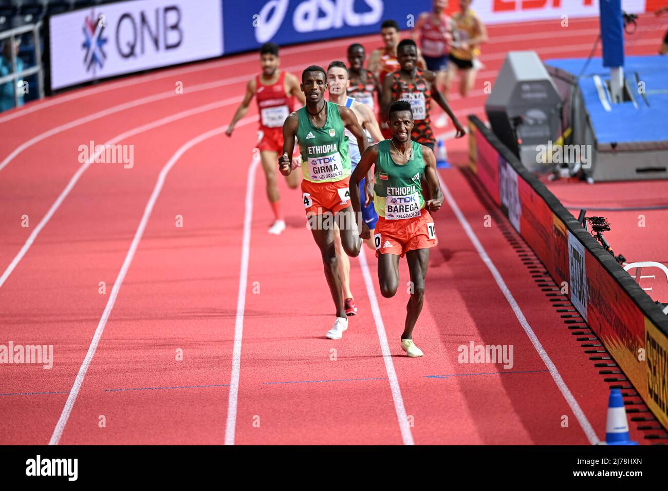 Selemon Barega winning at the Belgrade 2022 World Indoor Championships ...