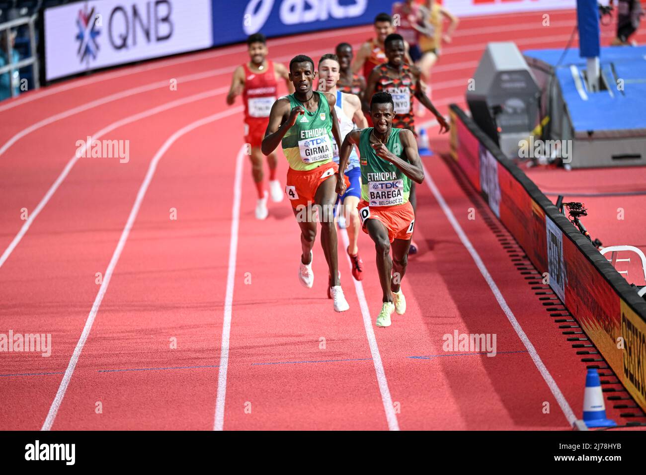 Selemon Barega winning at the Belgrade 2022 World Indoor Championships ...