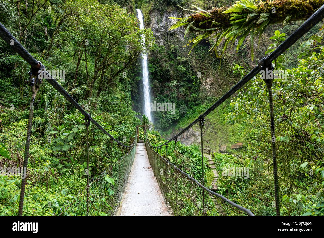 El Rocío Machay waterfall in Banos Santa Agua, Ecuador. South America ...