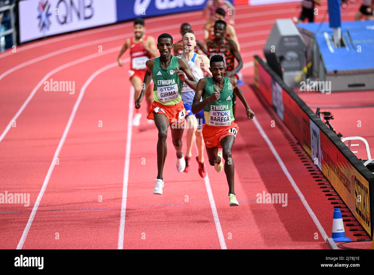 Selemon Barega winning at the Belgrade 2022 World Indoor Championships ...