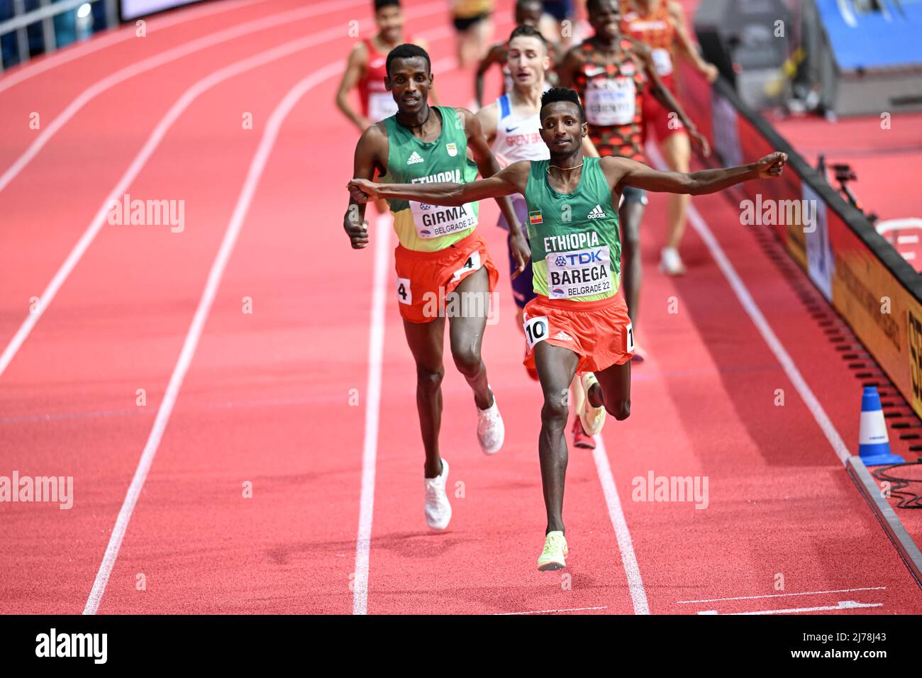 Selemon Barega winning at the Belgrade 2022 World Indoor Championships ...