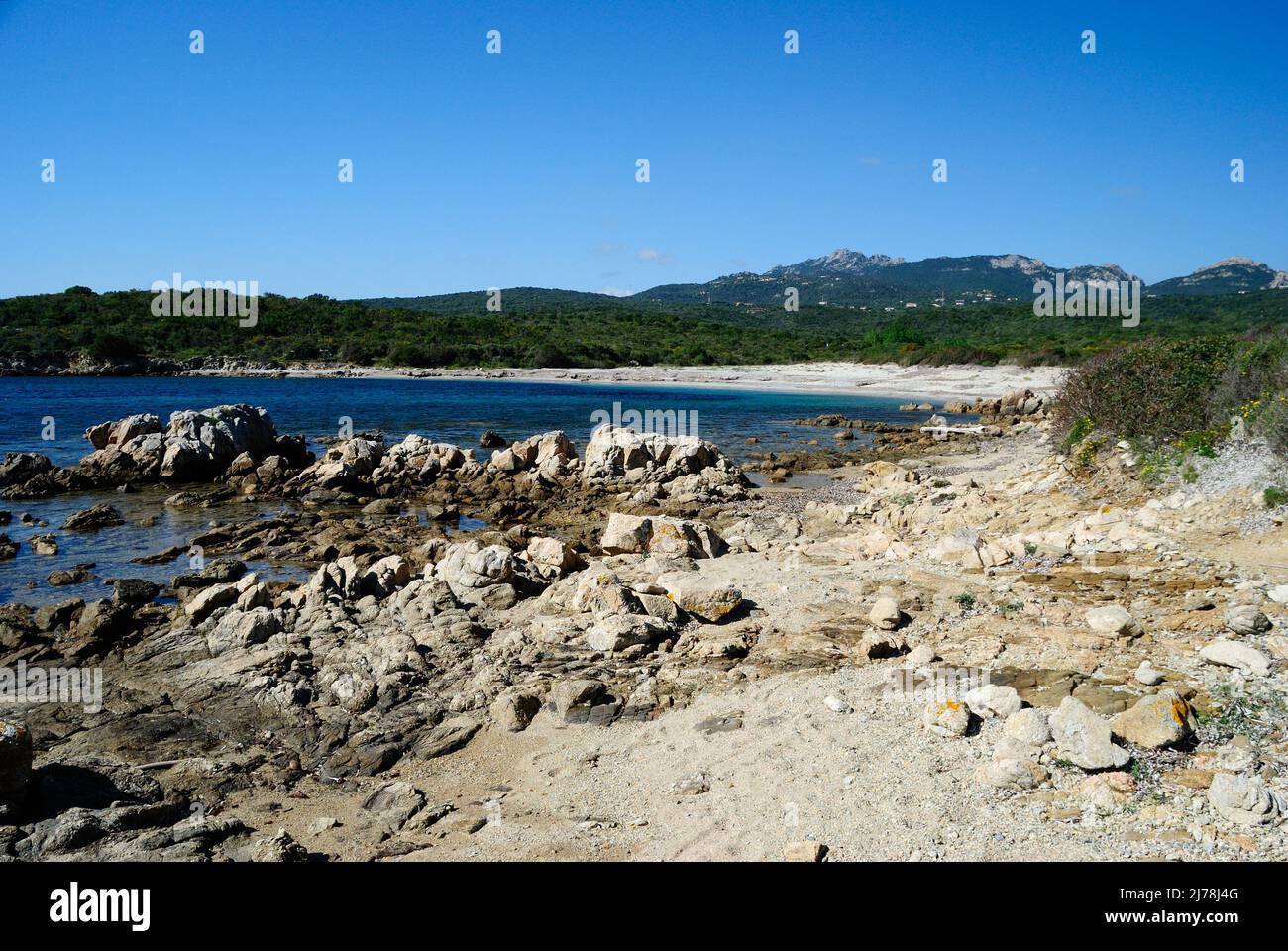 View of Rena Bianca nord beach, Costa Smeralda Stock Photo - Alamy