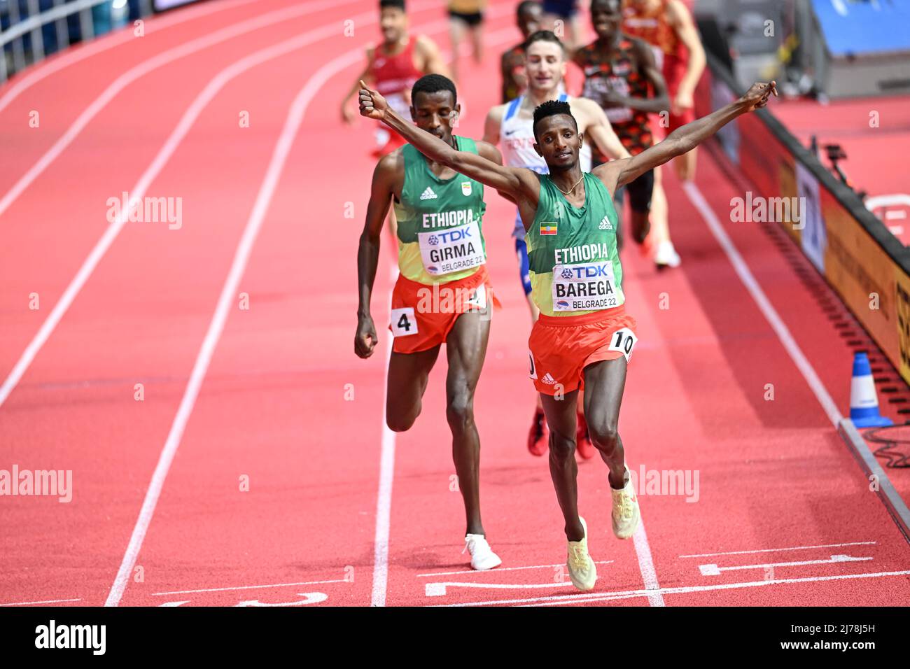 Selemon Barega winning at the Belgrade 2022 World Indoor Championships ...