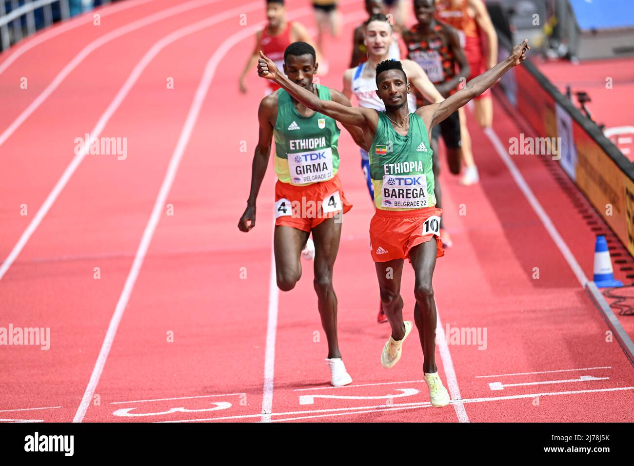 Selemon Barega winning at the Belgrade 2022 World Indoor Championships ...