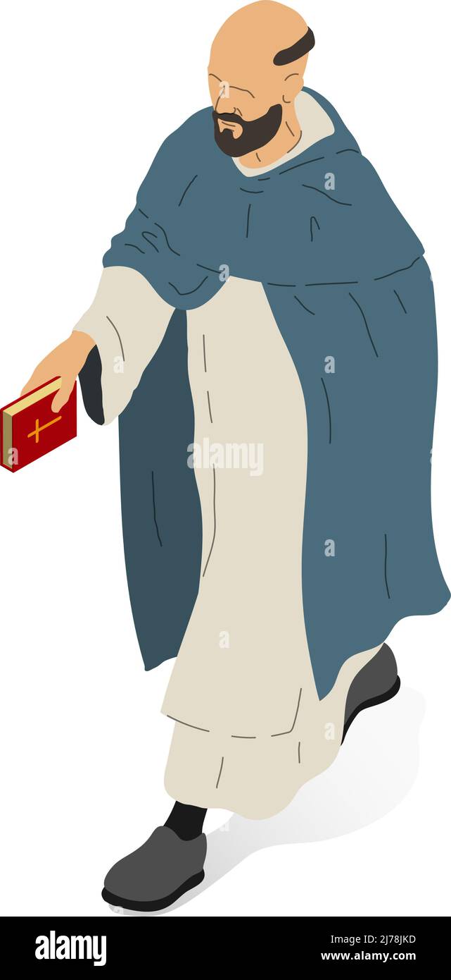 Isometric vector illustration of a Christian religious man, priest or ...