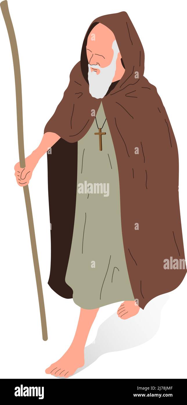 Isometric vector illustration of a Christian religious man, priest or ...