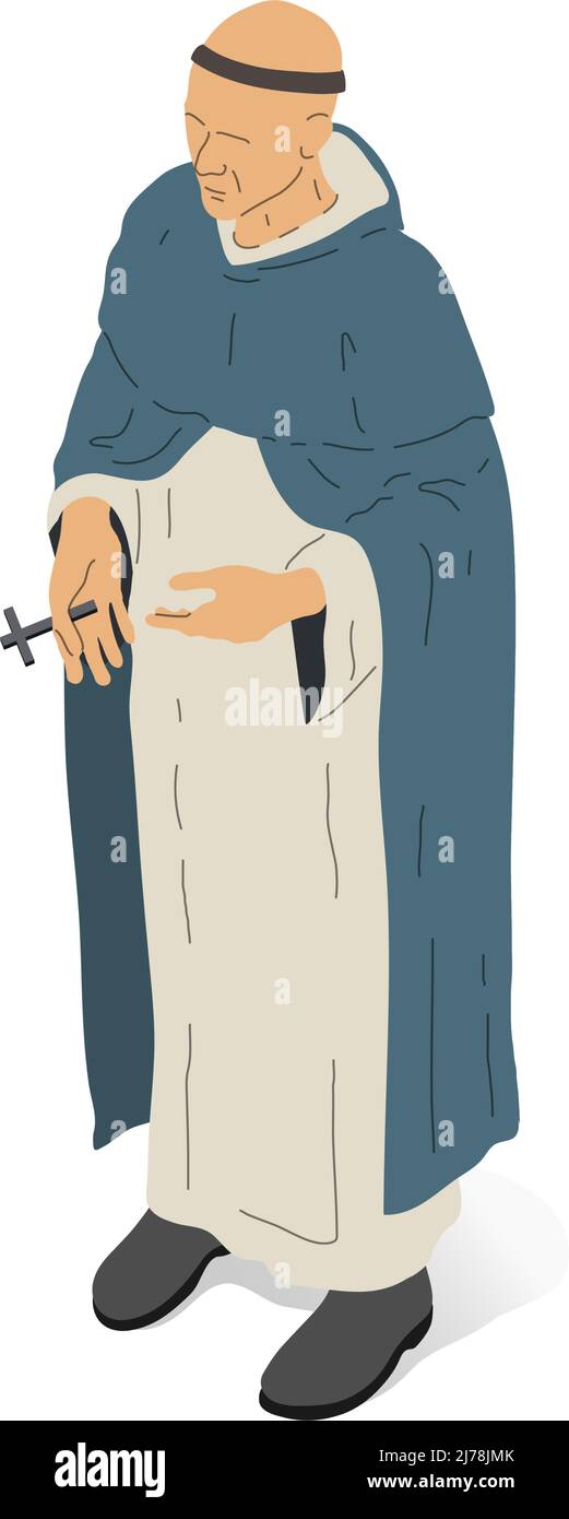 Isometric vector illustration of a Christian religious man, priest or ...