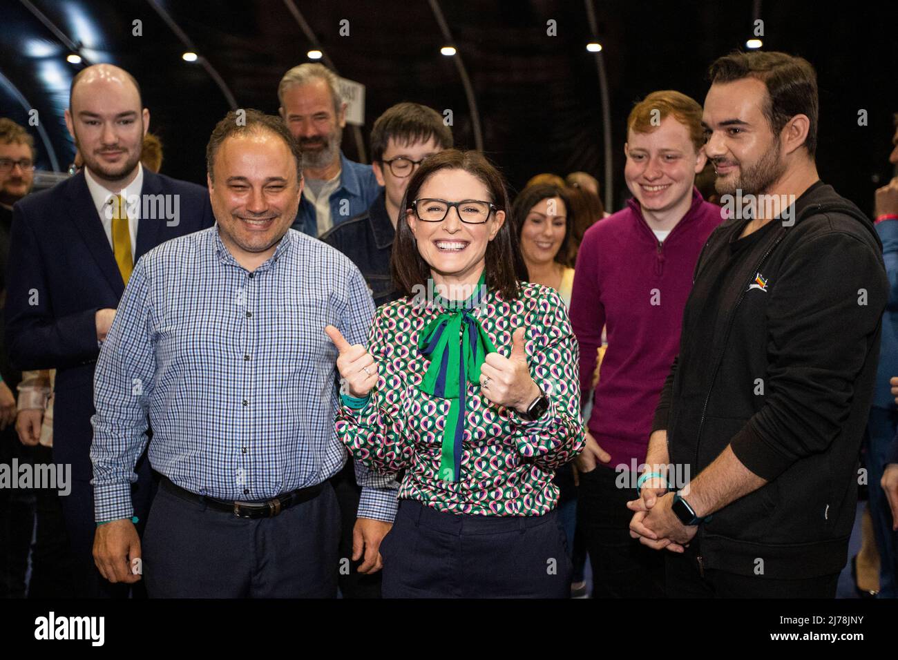 Alliance Party of NI Assembly candidate Paula Bradshaw (centre ...