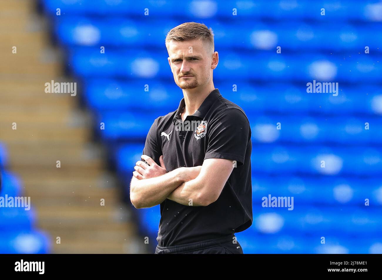 Callum Connolly #2 of Blackpool arrives at The Weston Homes Stadium ...