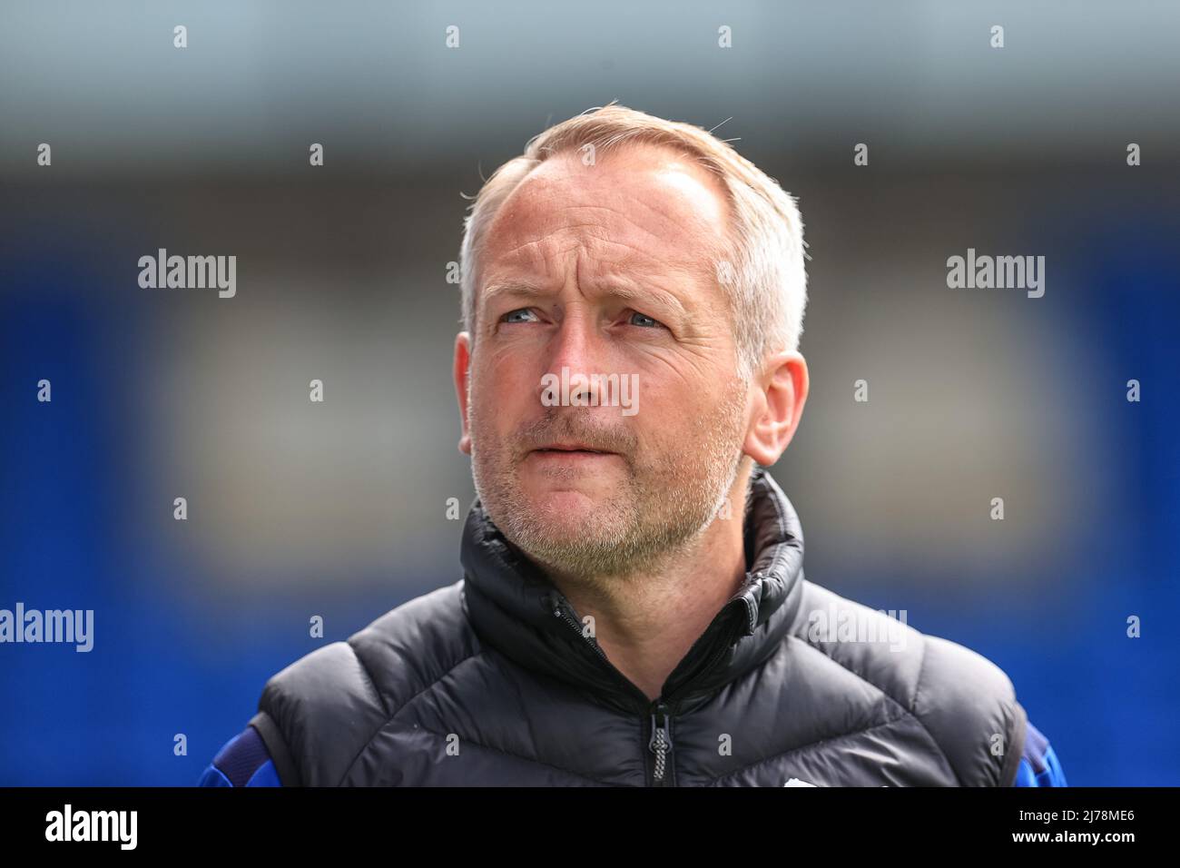 Neil Critchley head coach of Blackpool arrives at The Weston Homes ...