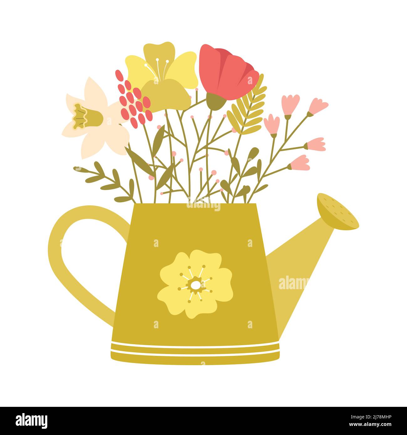 Watering Can With Flowers Clipart