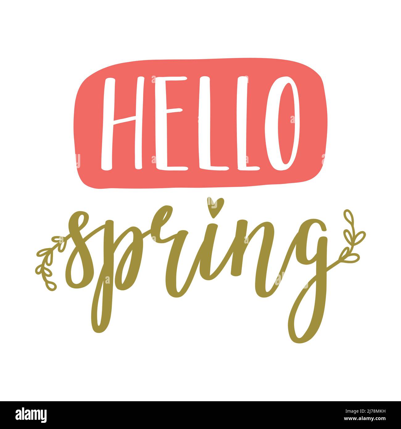 Handwritten hello spring card Stock Vector Images - Alamy
