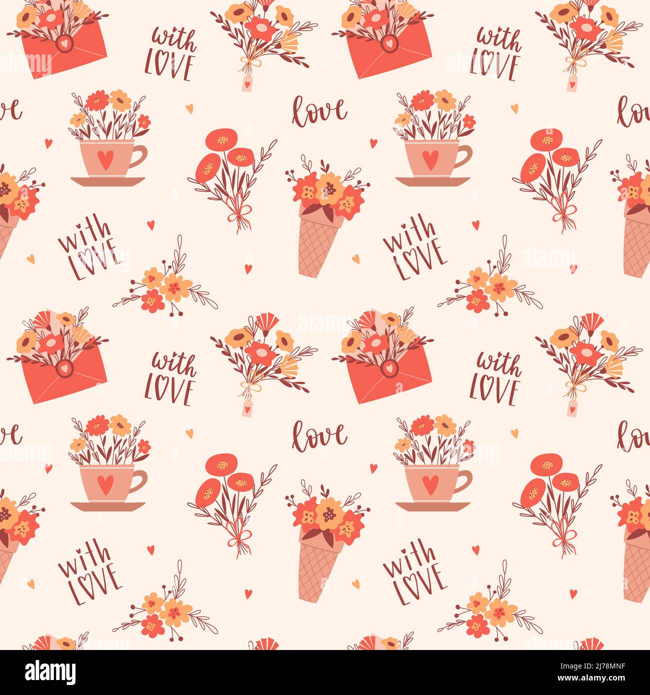 Love in floral pattern Stock Vector Images - Alamy