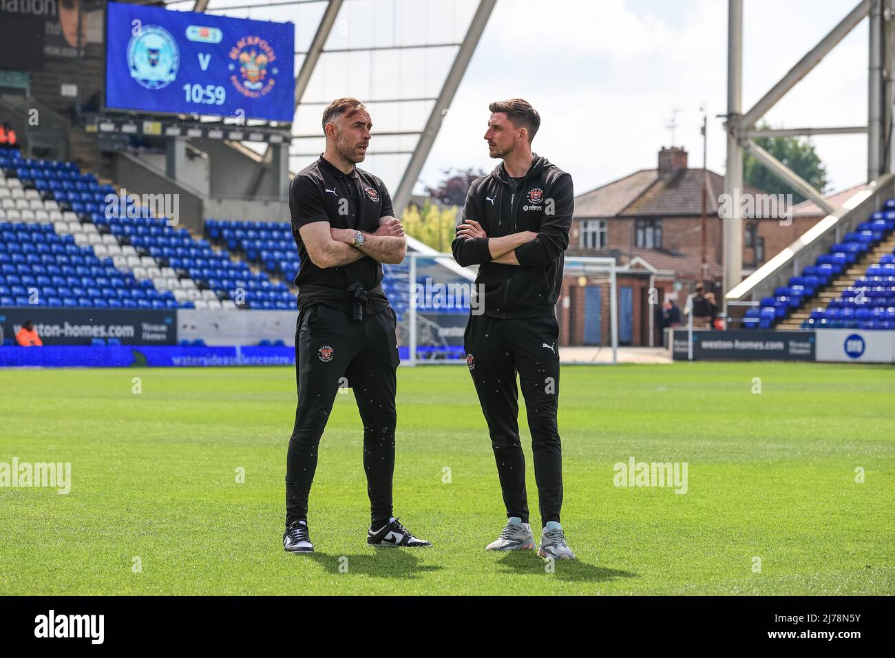 Richard Keogh #26 of Blackpool and Jake Beesley #28 of Blackpool ...