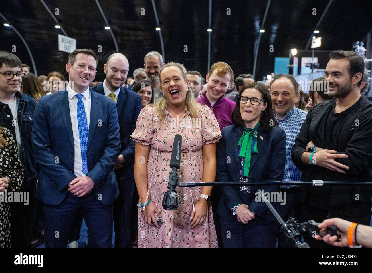 Alliance Party of NI Assembly candidate Kate Nicholl (centre) with her ...