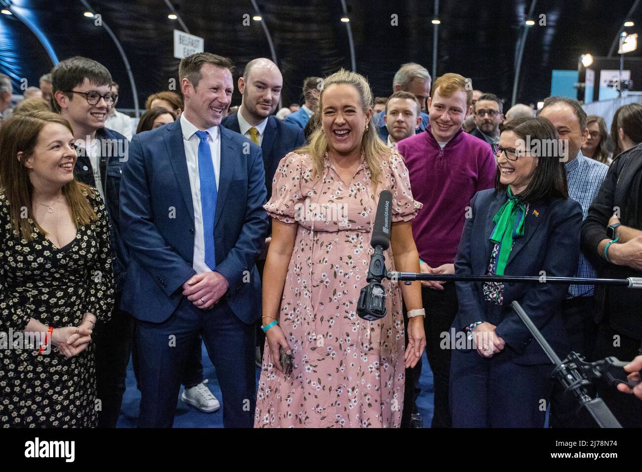 Alliance Party of NI Assembly candidate Kate Nicholl (centre) with her ...