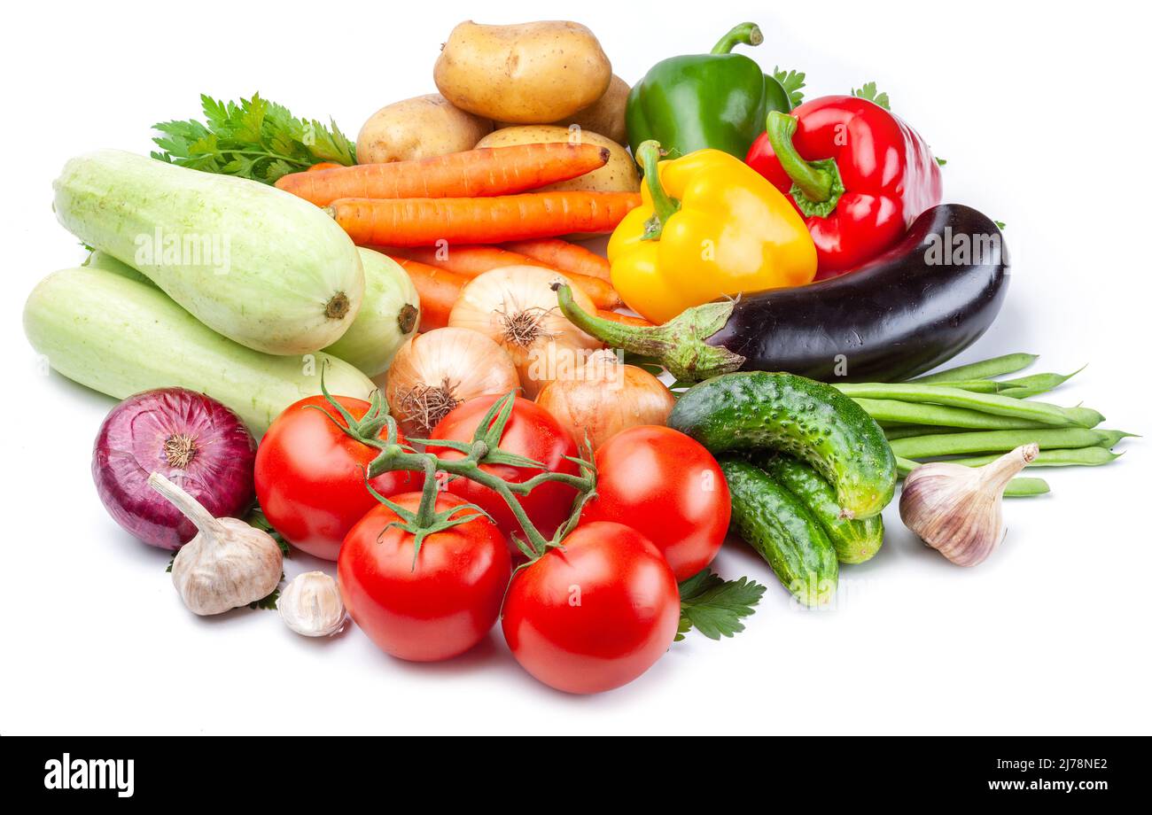 Vast of different vegetables isolated on white background Stock Photo ...