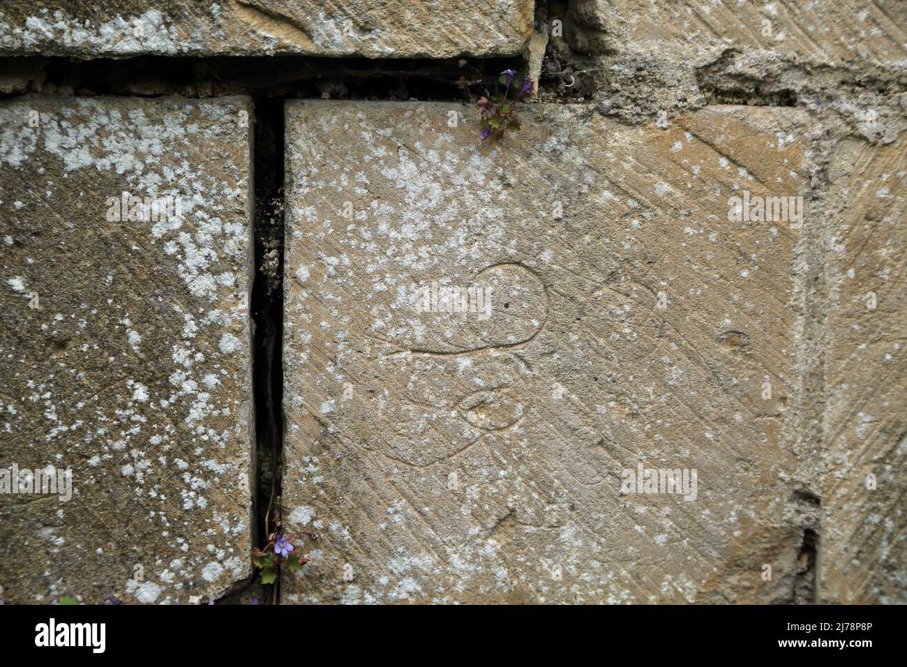 Ancient graffiti on wall of ruins of St Martin le Grand, Cannon Street ...