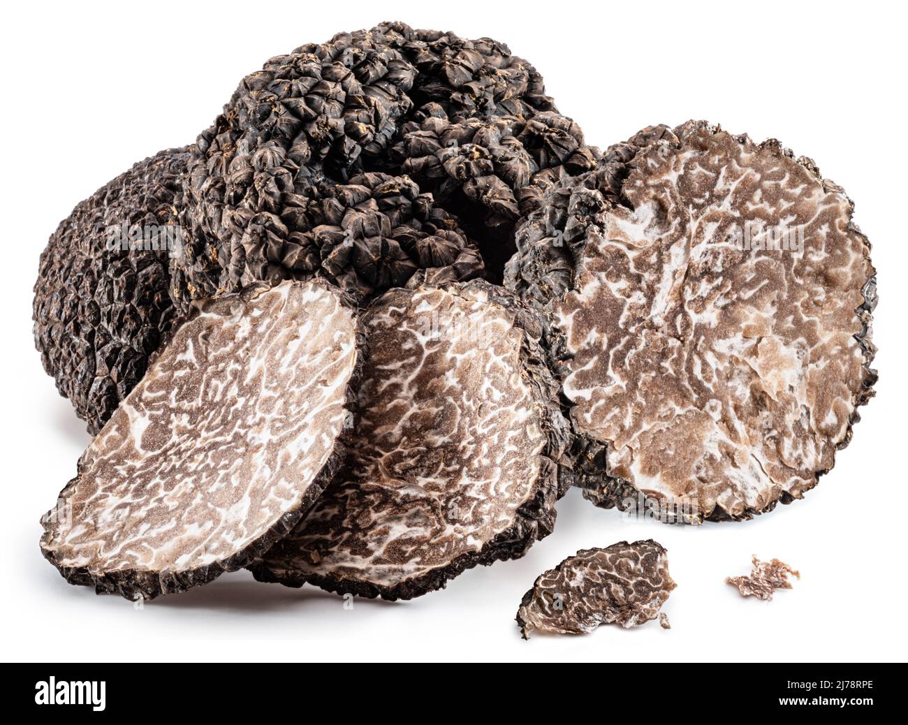 Black winter truffles on white background. The most famous of the ...