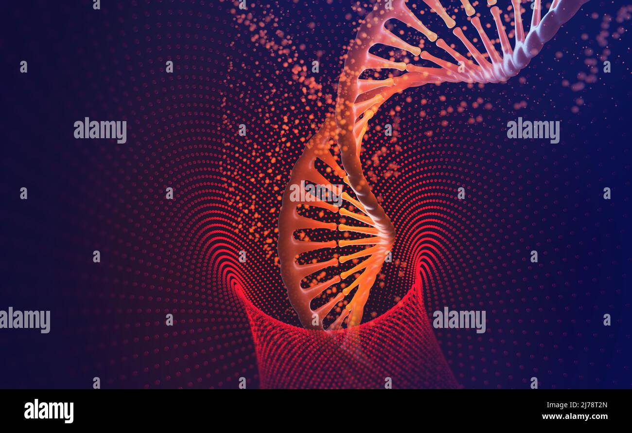 DNA-helix. Nanotechnology in medical research. Hi Tech in the field of ...