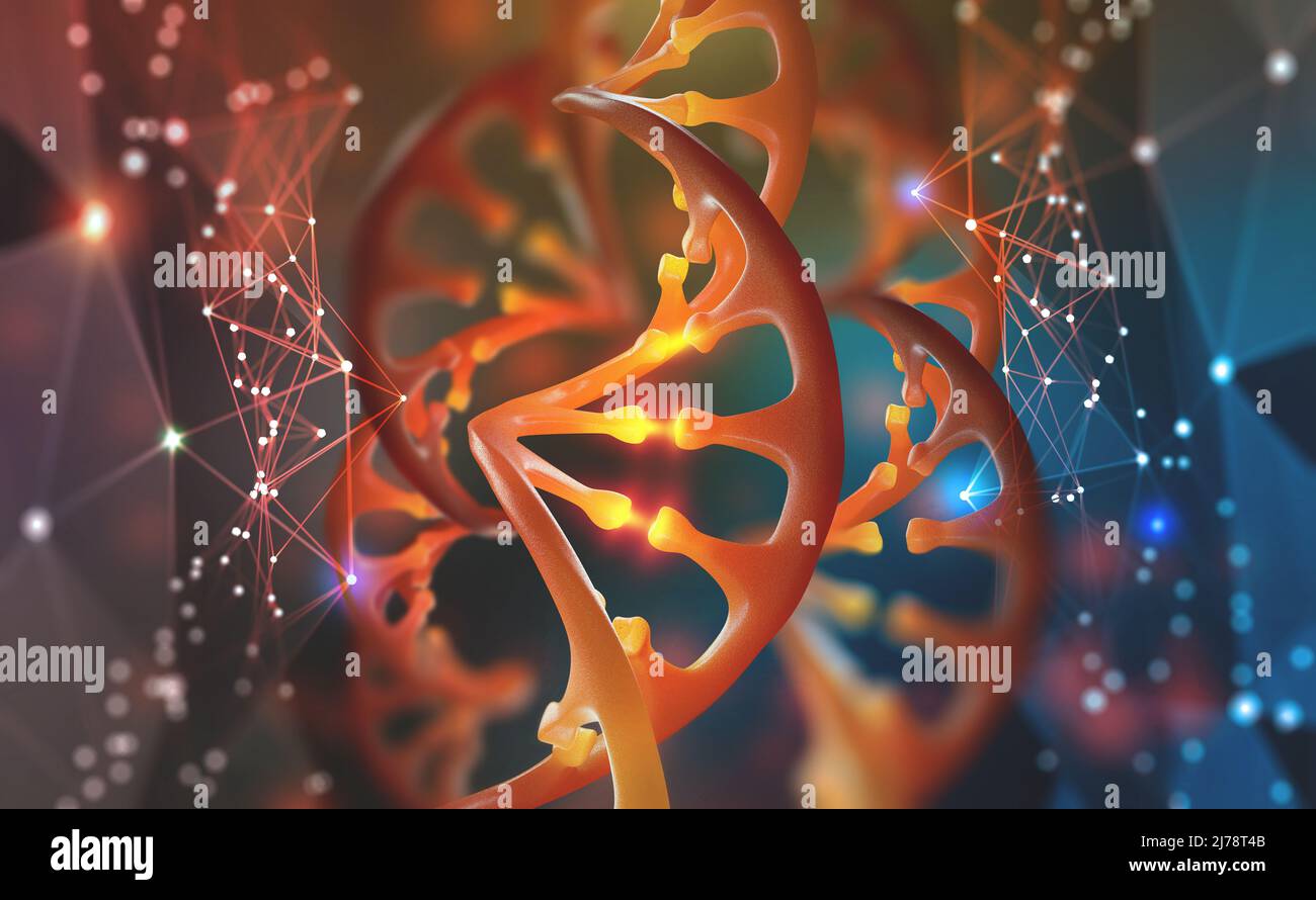 DNA. Research molecule. Scientific breakthrough in human genetics. 3D ...