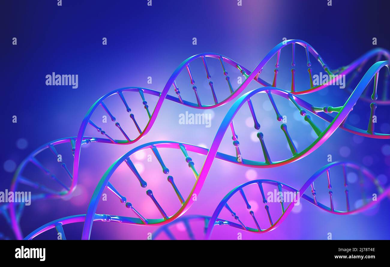 DNA. Study of gene structure of cell. DNA molecule structure. 3D double ...