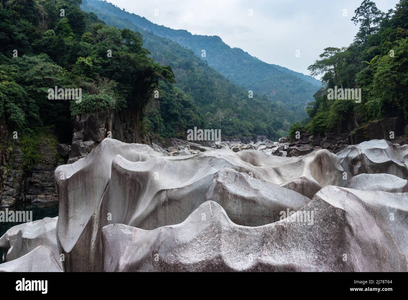 naturally formed white shiny stone in unique shape at dry river bed at ...