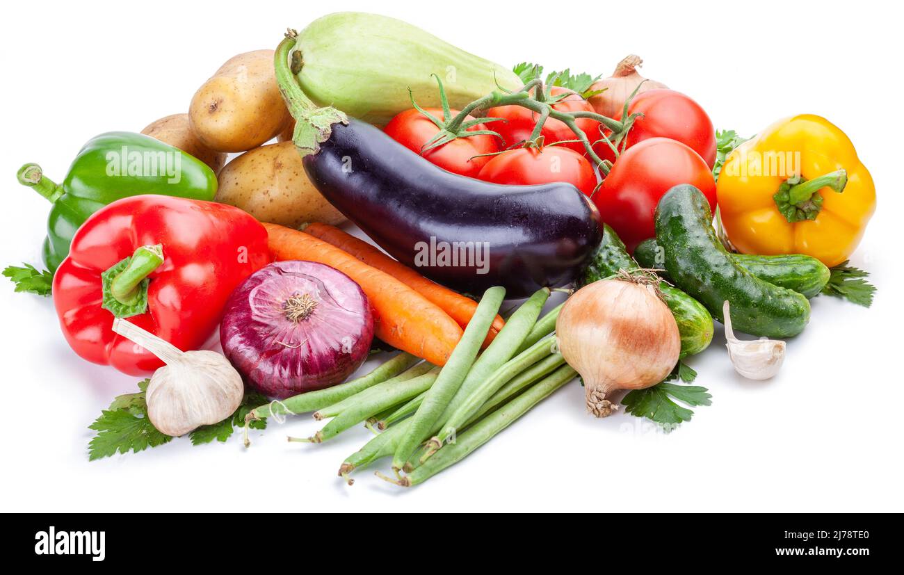 Vast of different vegetables isolated on white background Stock Photo ...