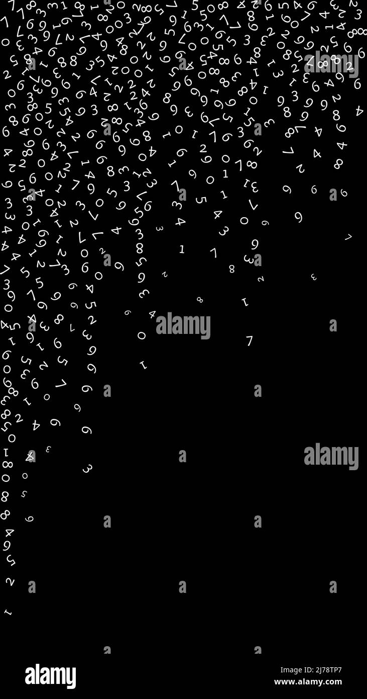 Falling Numbers Big Data Concept Binary White Random Flying Digits Graceful Futuristic Banner
