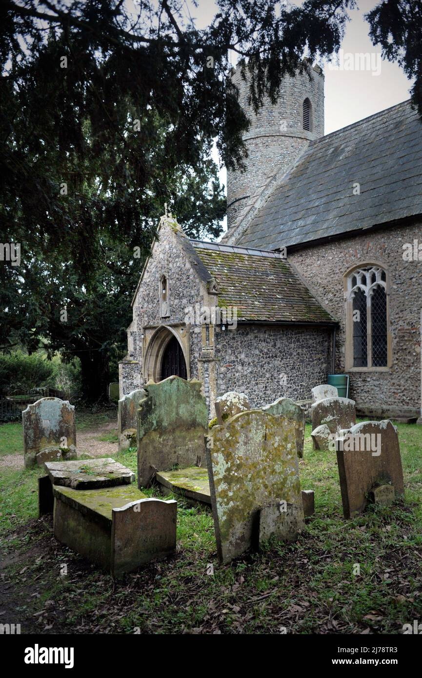 flint built round towered village church geldeston norfolk england ...