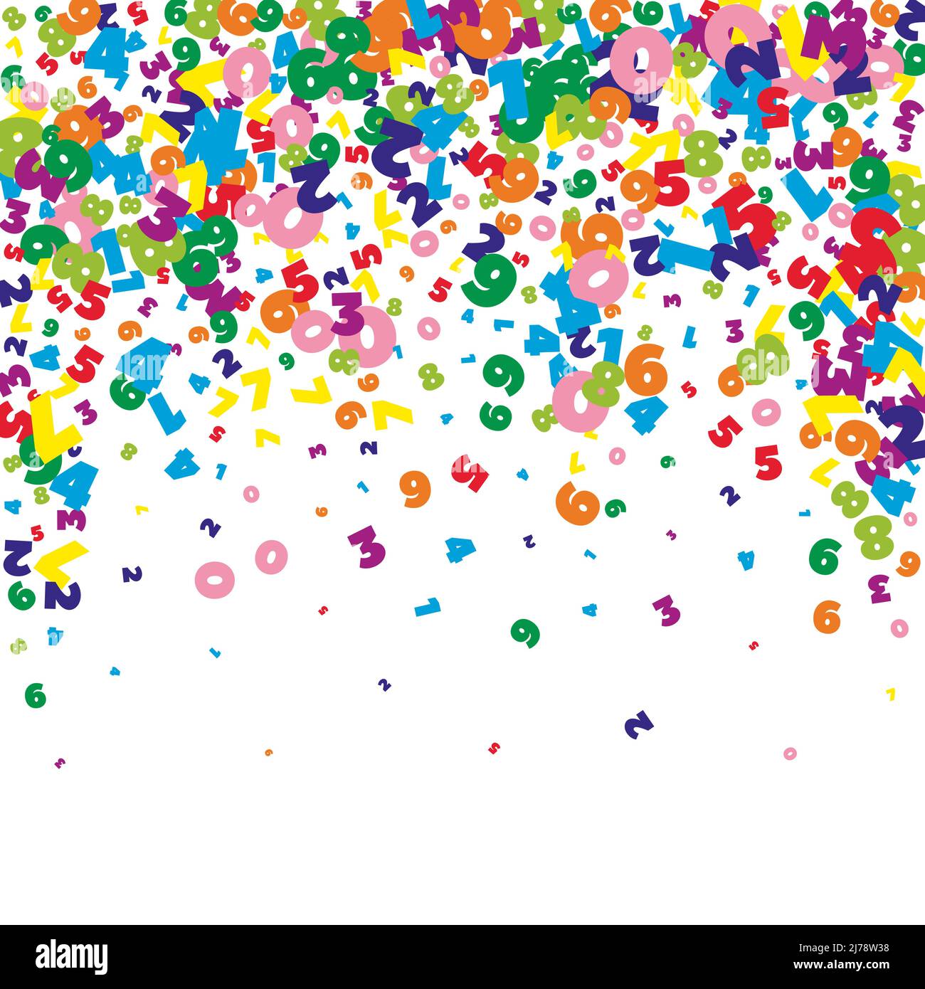 Falling bright numbers. Math study concept with flying digits. Shapely ...