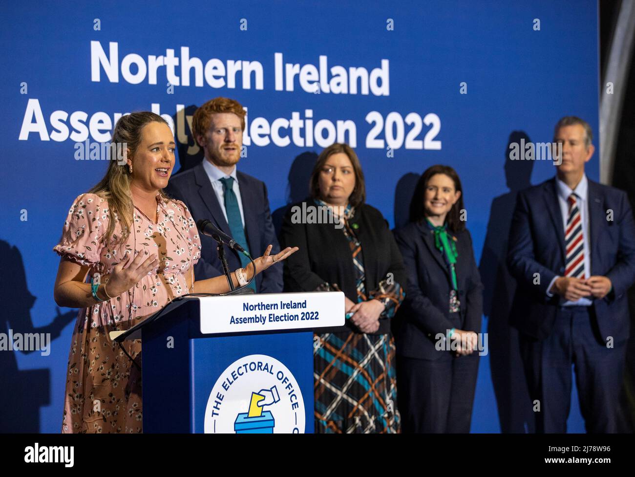 (from left) Newly elected Alliance Party of NI MLA Kate Nicholl giving ...