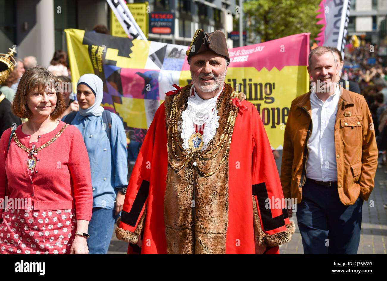 Brighton UK 7th May 2022 - he Mayor of Brighton & Hove Cllr Alan Robins ...