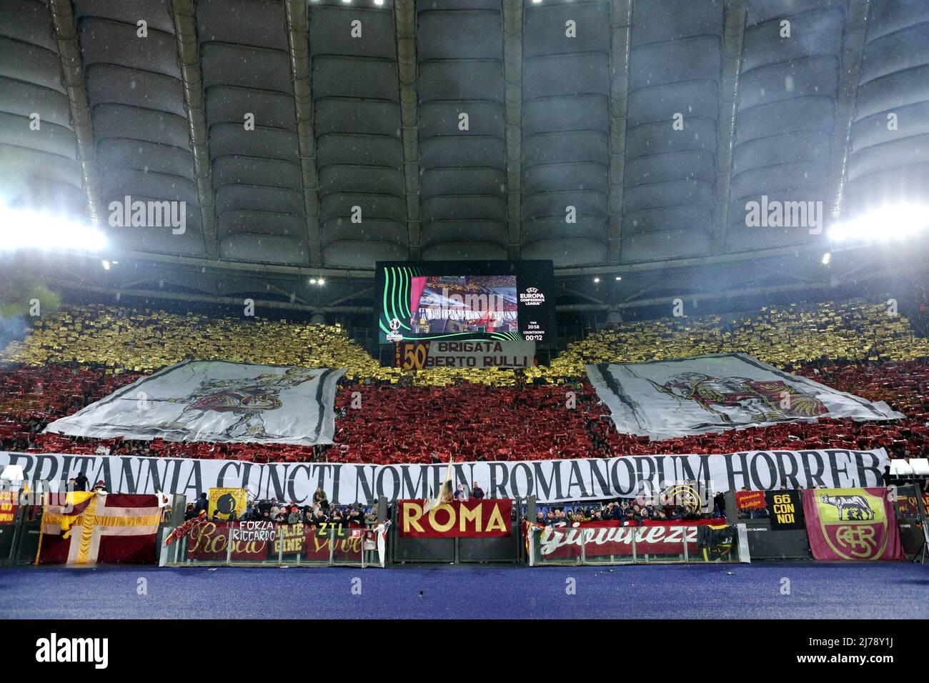 Roma fans show a choreography during the UEFA Conference League, Semi ...
