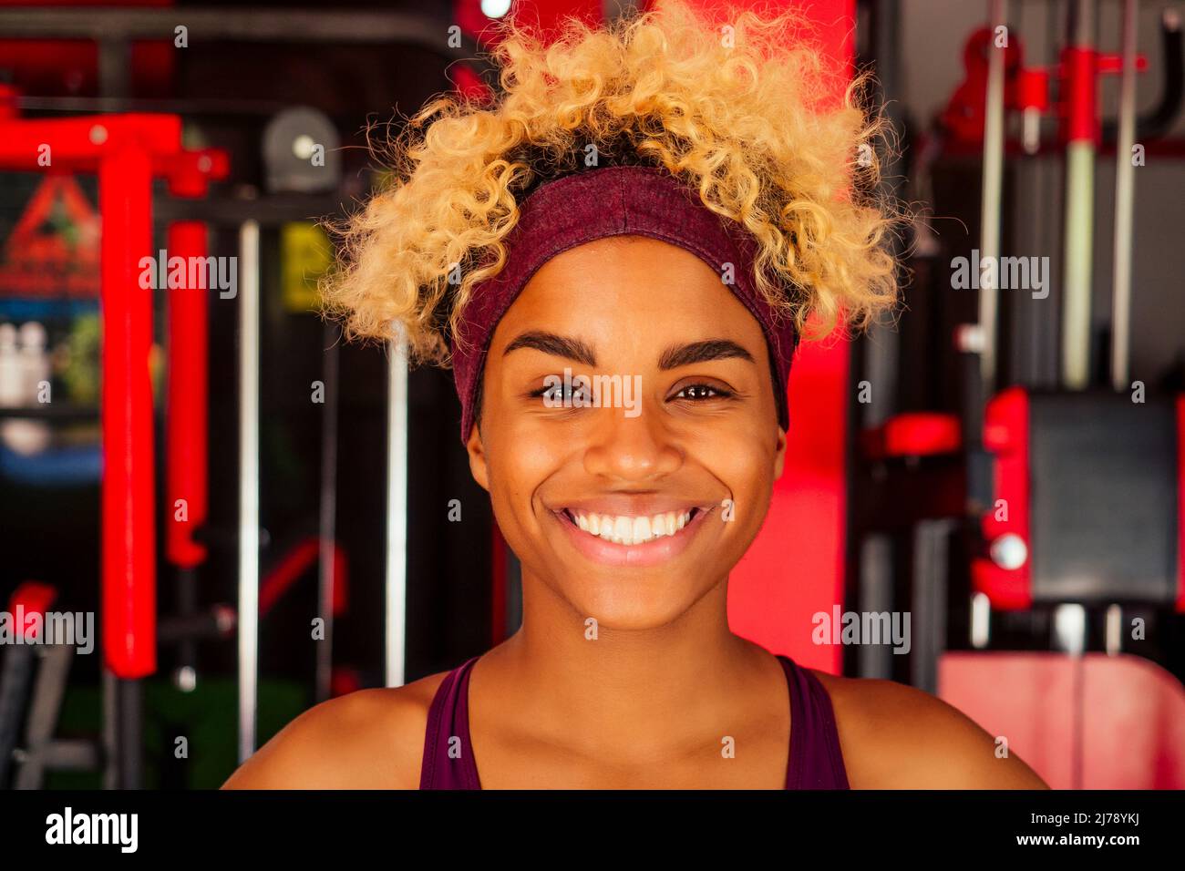 young african american woman activity working out in gym indoor Stock ...