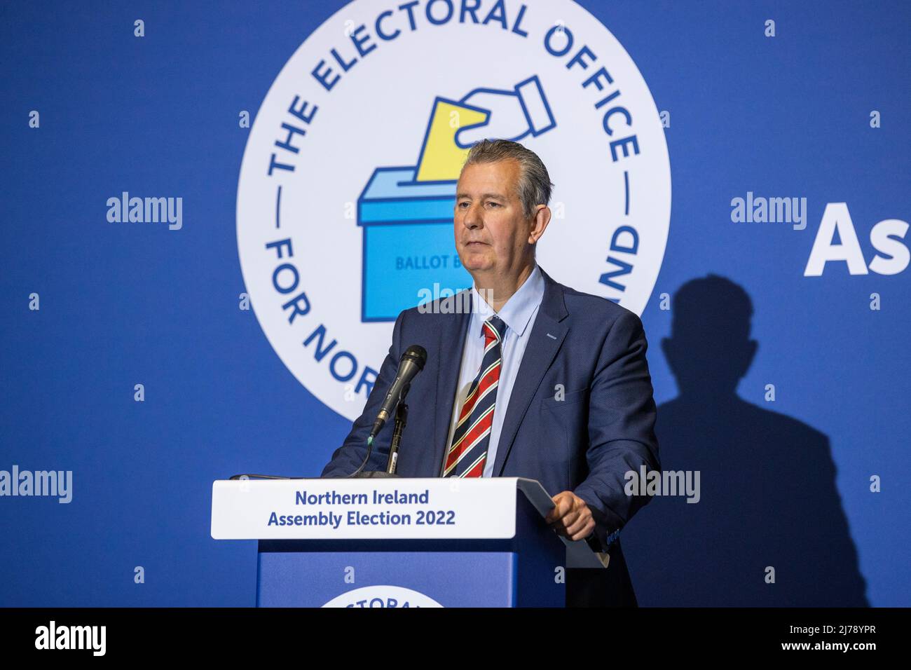 DUP’s Edwin Poots giving his victory speech at the Northern Ireland ...