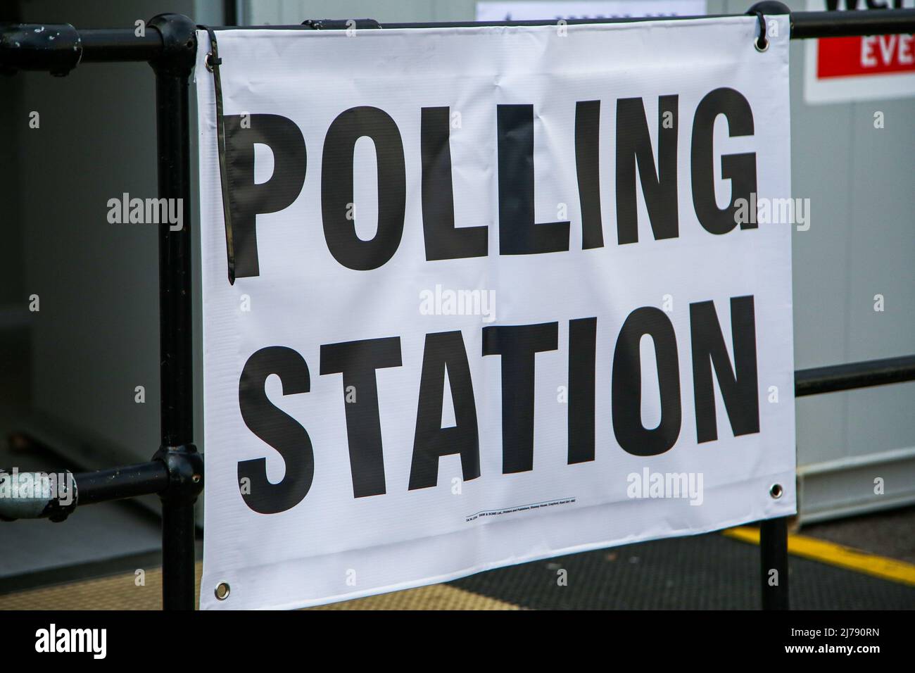 A polling station sign used for Local Elections 2022 in London Stock ...