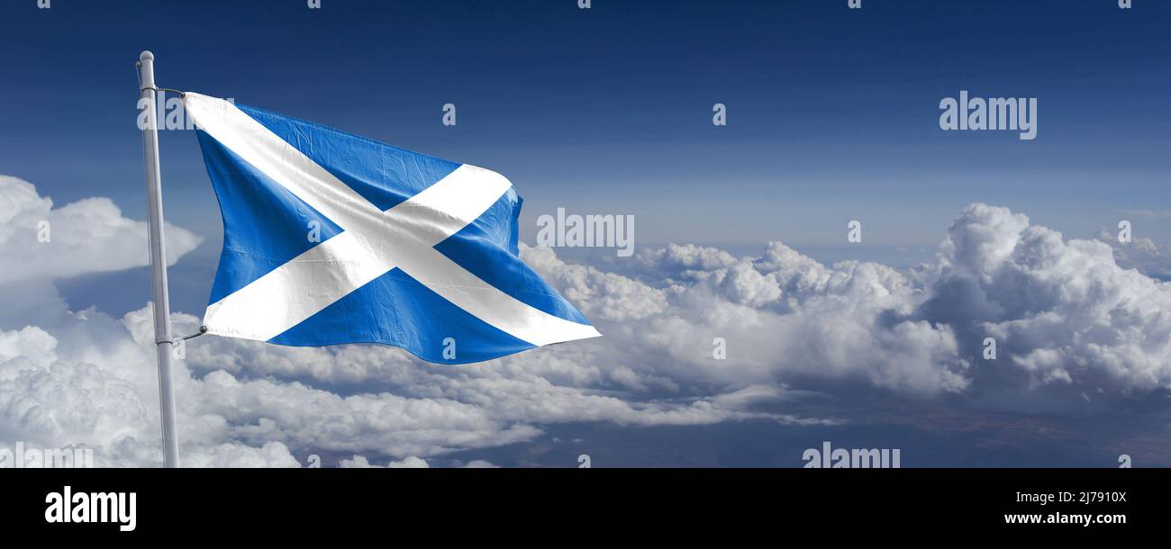 Scottish flag in clouds hi-res stock photography and images - Alamy
