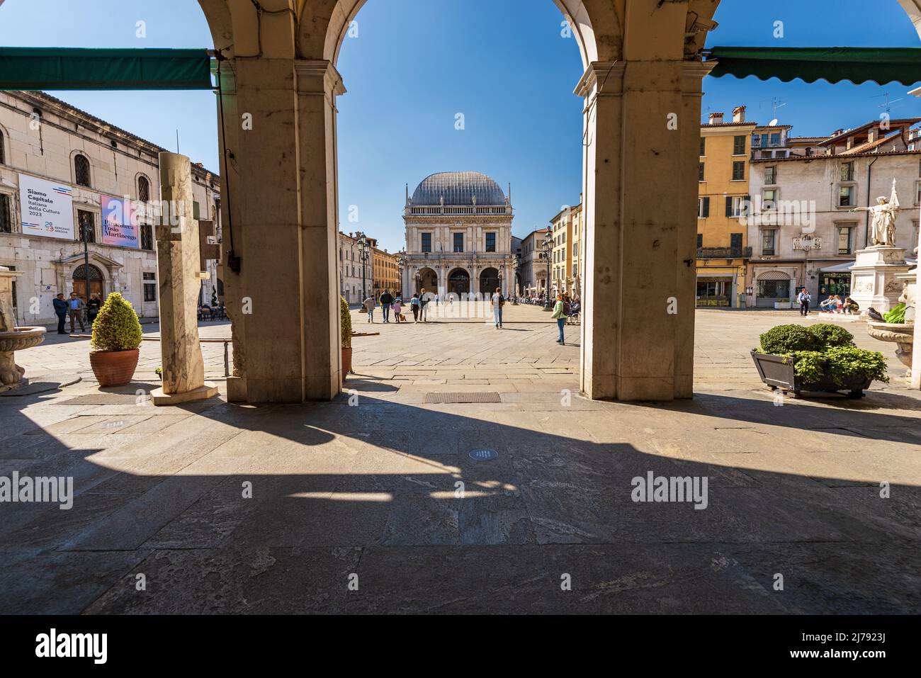 Brescia downtown. Ancient Loggia Palace (Palazzo della Loggia) in ...