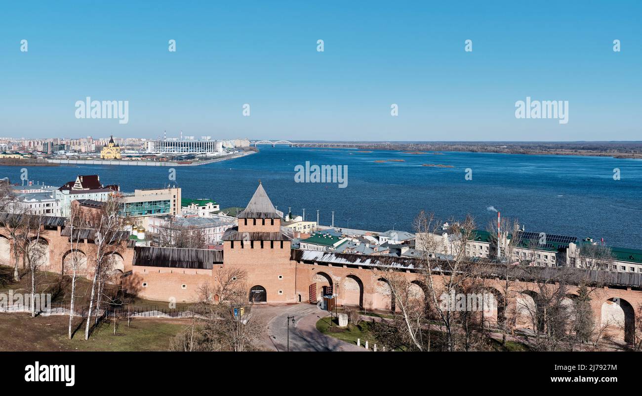 Walls and Ivanovskaya Tower of Nizhny Novgorod Kremlin, Russia. Volga ...