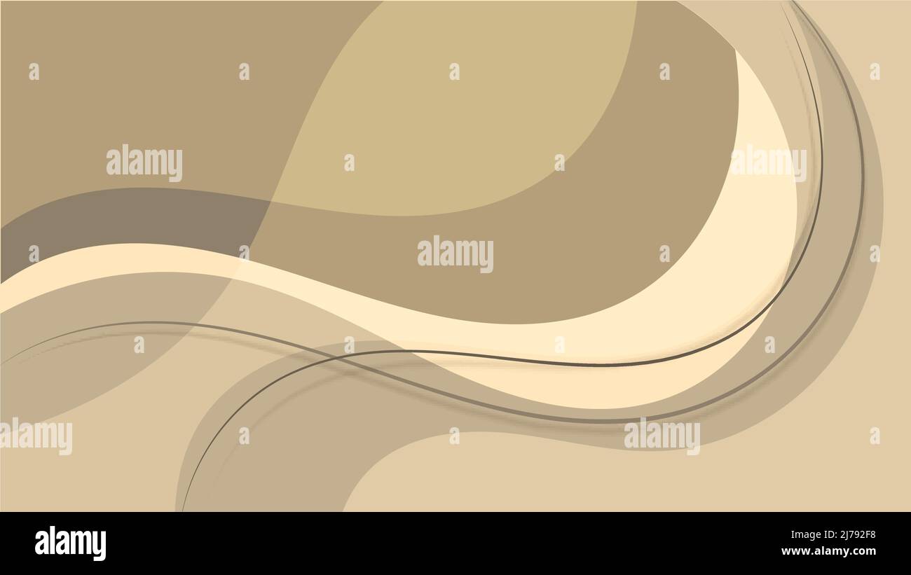 Abstract curved shapes with wave lines brown cream background. Vector ...