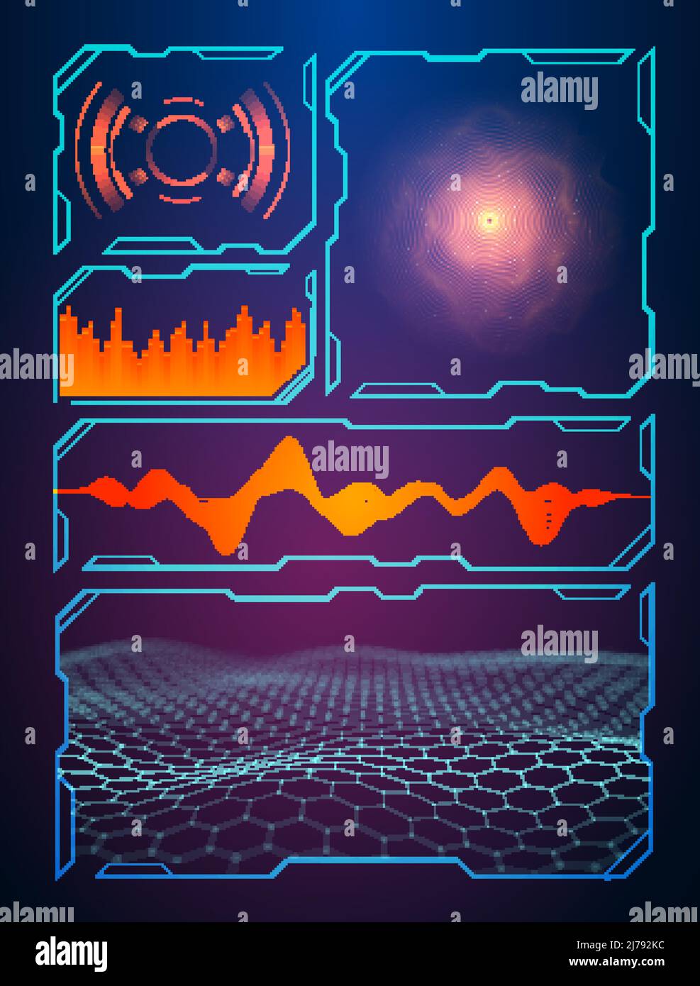 Military green radar. Screen with target. Futuristic HUD interface ...