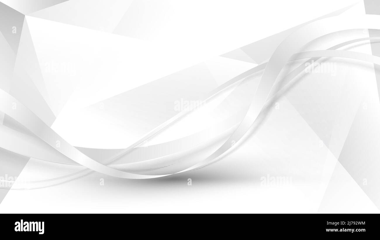 Abstract white ribbon wave lines on low polygon background. Vector ...