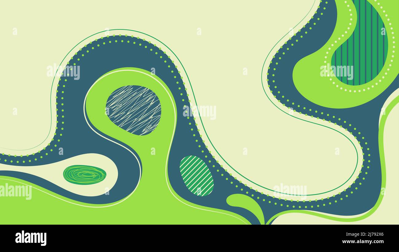 Abstract Modern Template Green And Blue Organic Dynamic Shapes Elements Compositions Of Colored