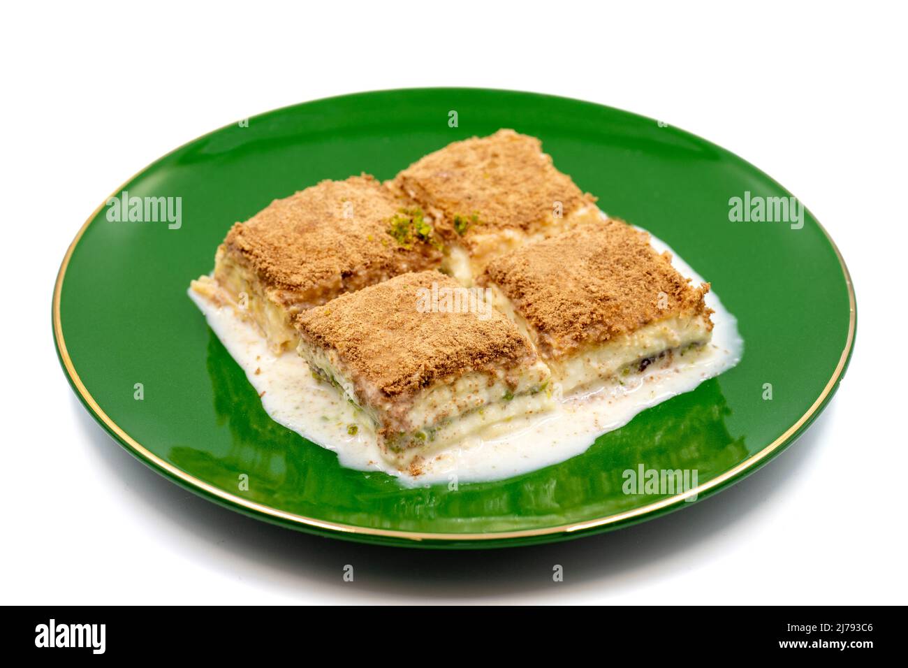 Cold baklava. Baklava with milk isolated on a white background ...