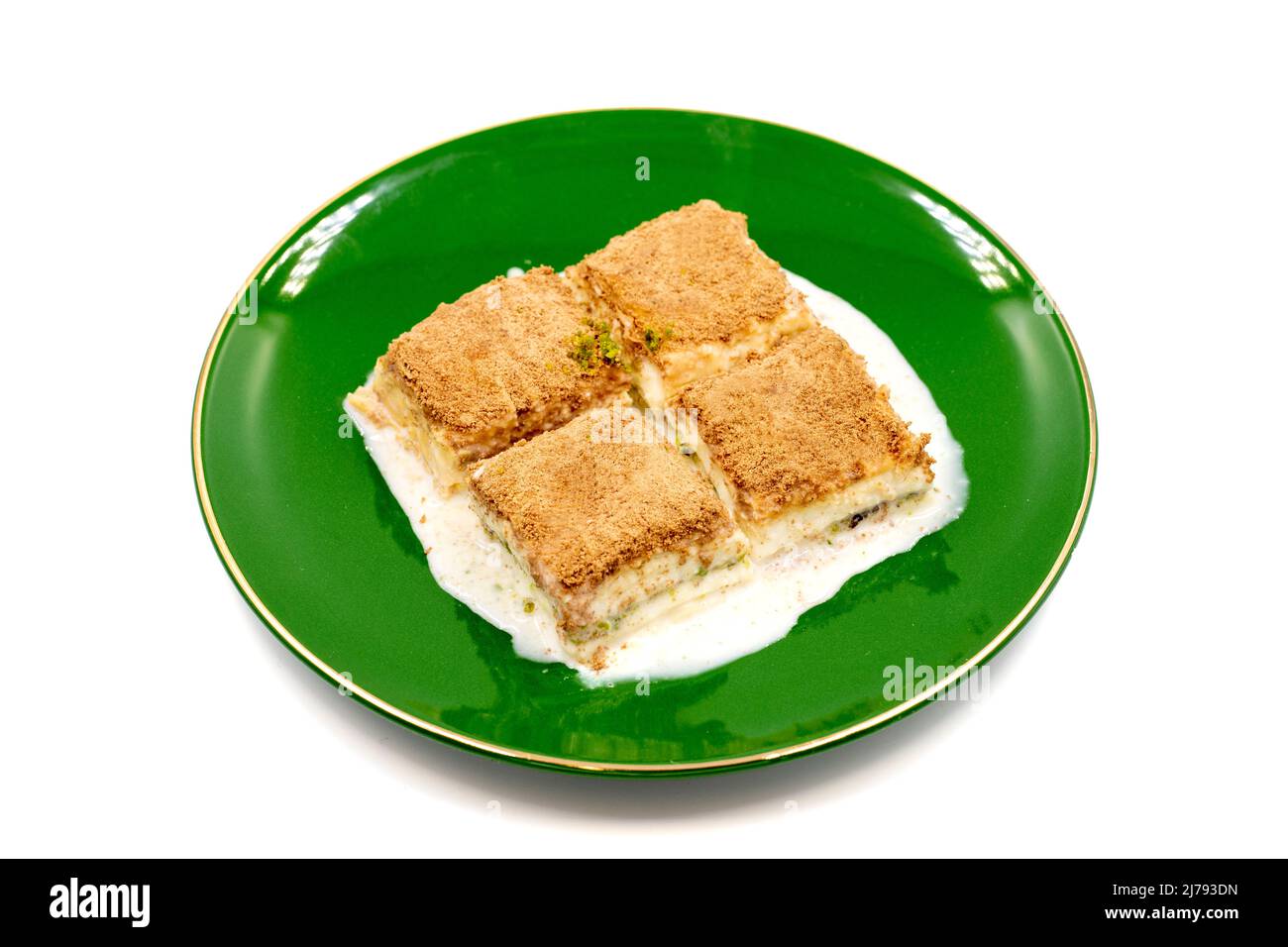 Cold baklava. Baklava with milk isolated on a white background ...