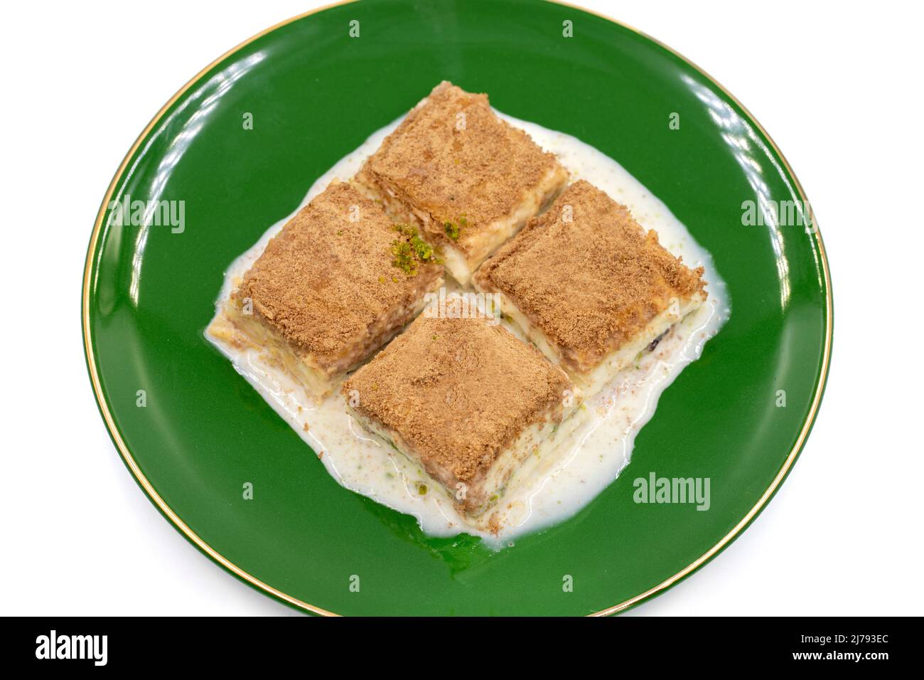 Cold baklava. Baklava with milk isolated on a white background ...