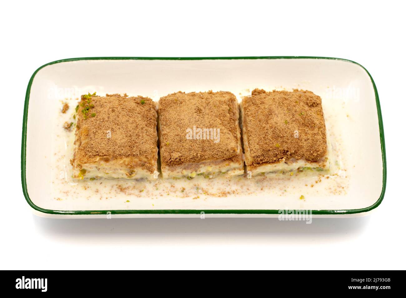 Cold baklava. Baklava with milk isolated on a white background ...