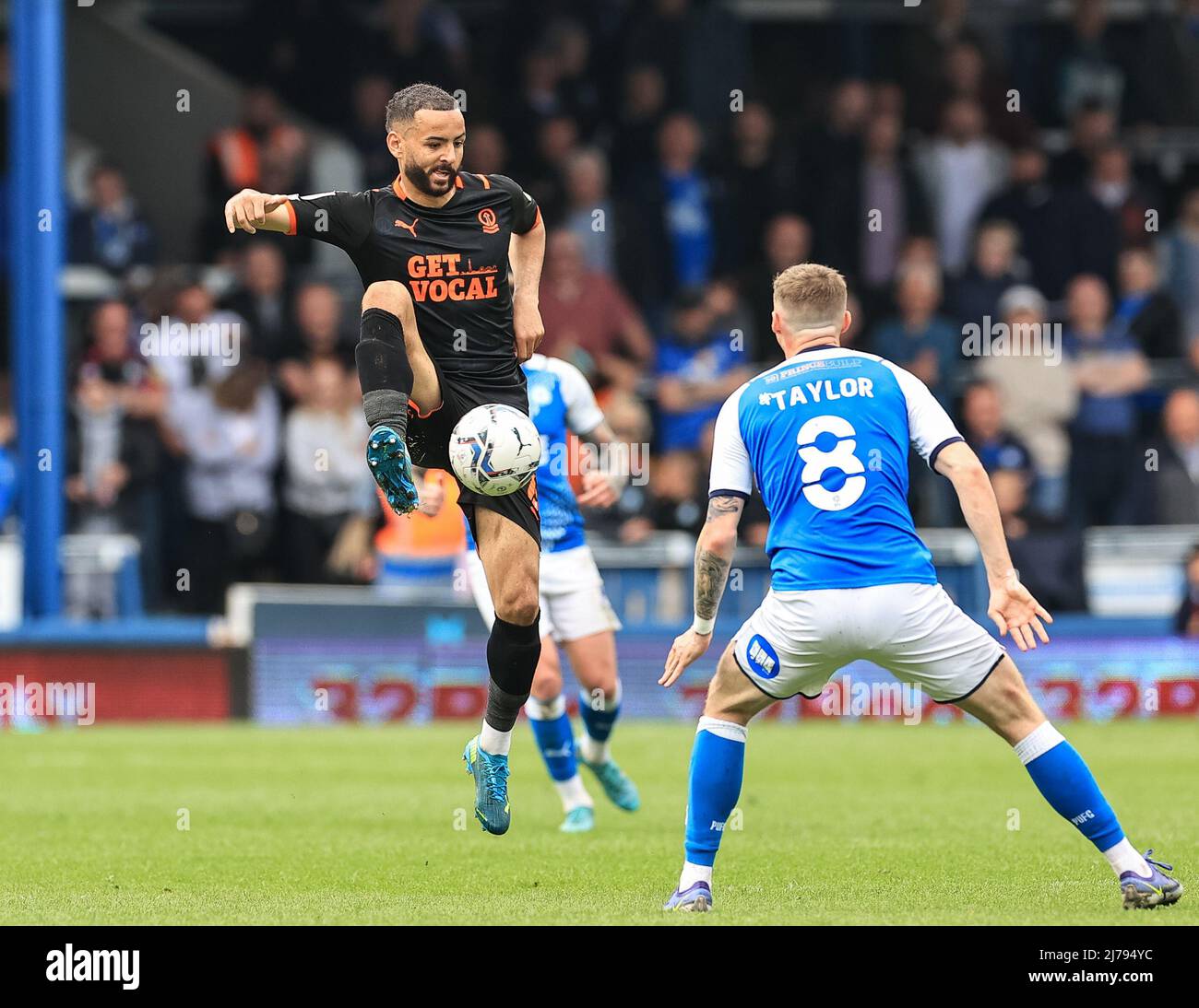 Kevin Stewart #6 of Blackpool in action during the game in Peterborough ...
